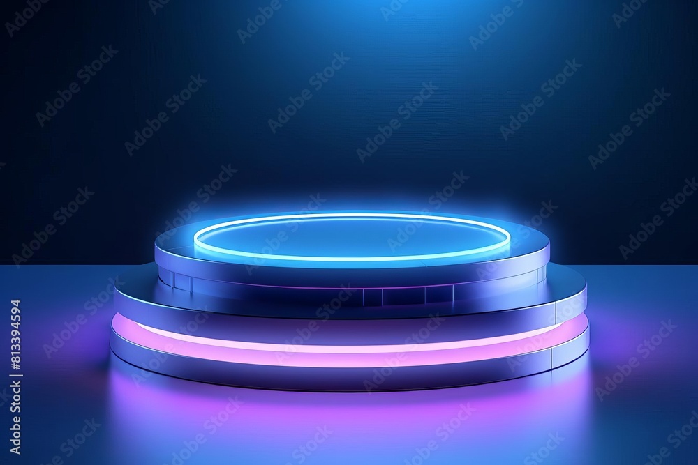 Presentation podium flat design side view hightech theme 3D render ...