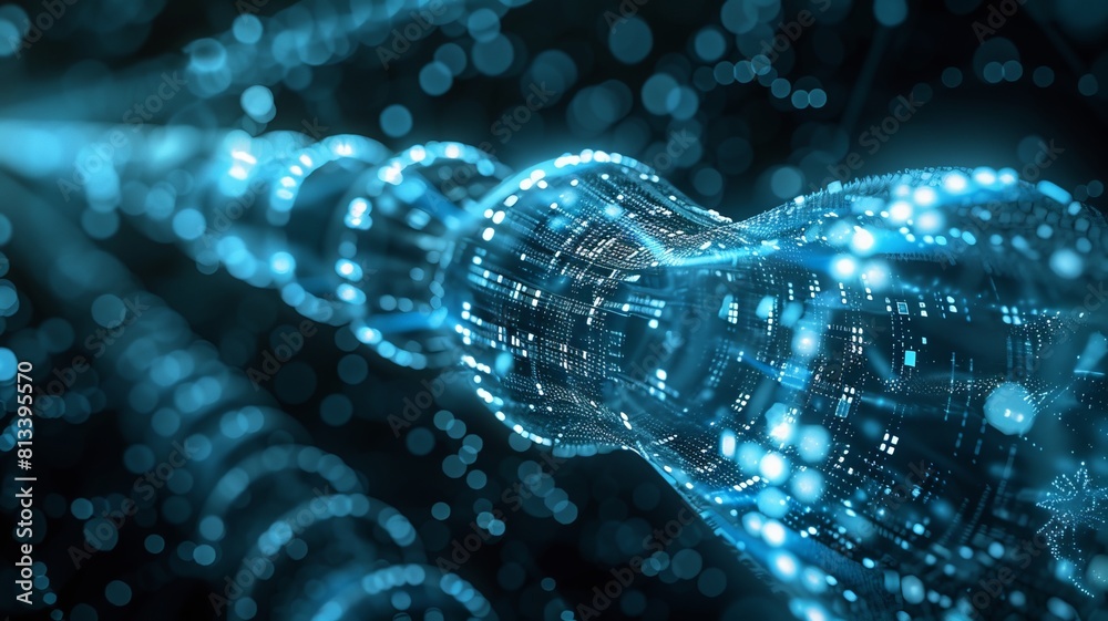 Quantum key distribution in action, side view, ultra-secure data ...