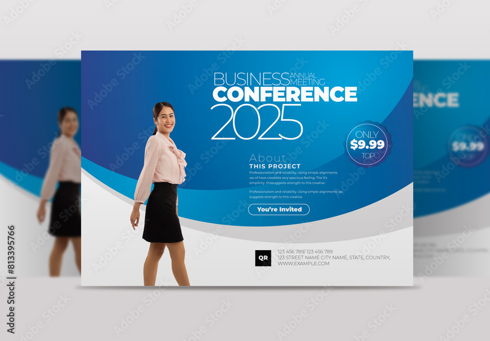 Conference Corporate Flyer Template With Blue Accent Stock Template ...