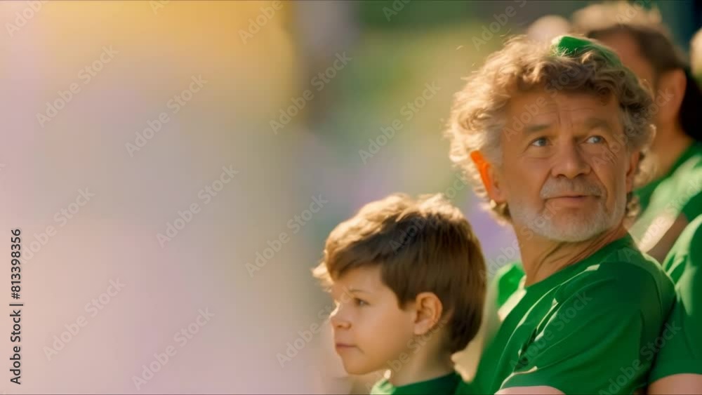 Father and son in green attire support their country's sports team ...