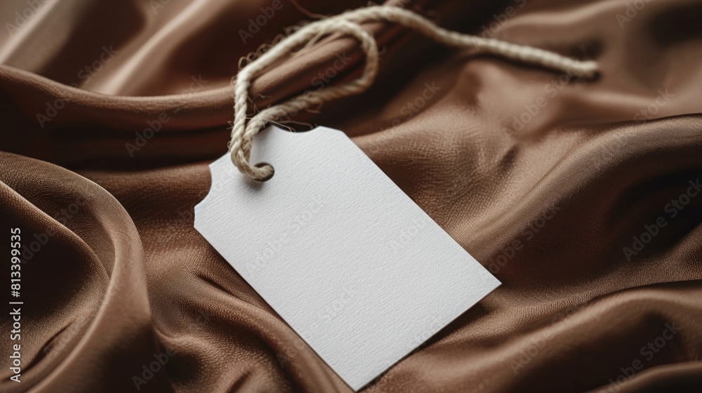 White clothing tag, label blank mockup template , On a premium cotton ...