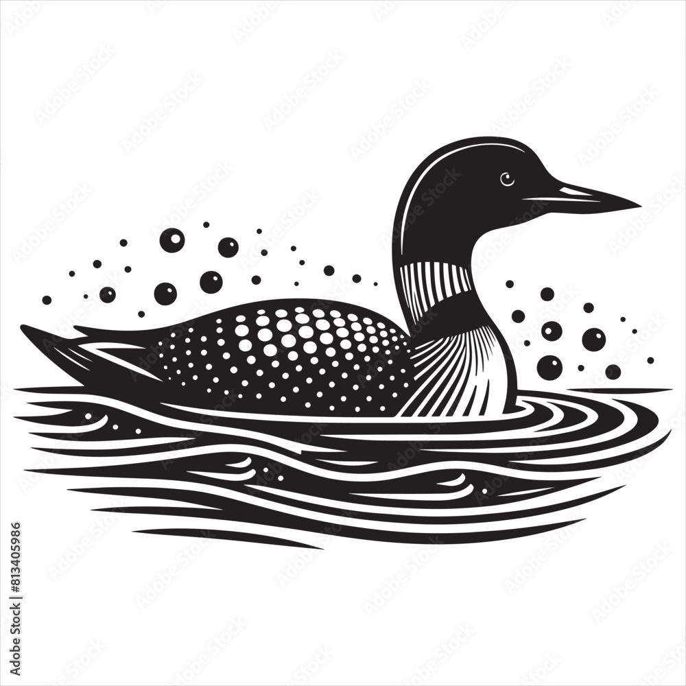 Loon silhouette vector art illustration with white background Stock ...