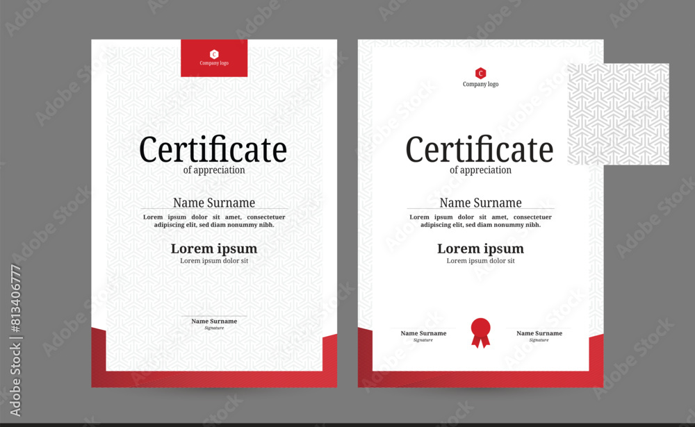 certificate diploma graduation document template with red frame border ...