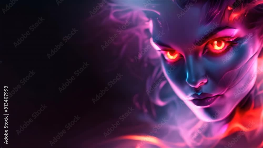 Vídeo do Stock: Dark fantasy art of evil queen with glowing eyes and ...
