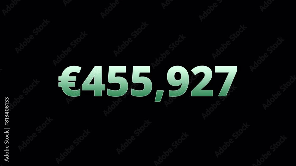 Number counter of euro currency on transparent background with alpha ...