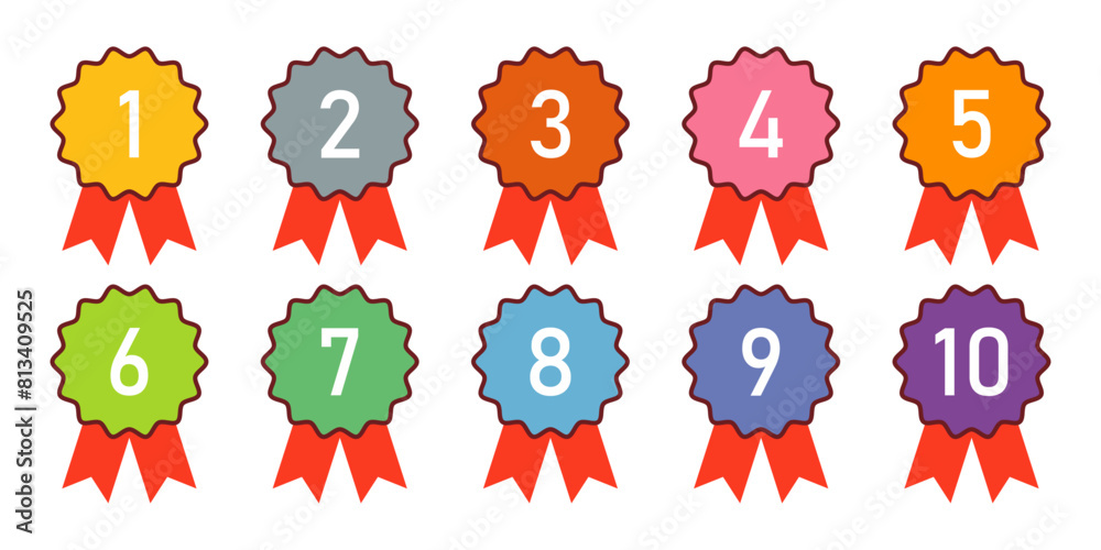 Ranking medal icon set. Award, logotype vector set in different color ...