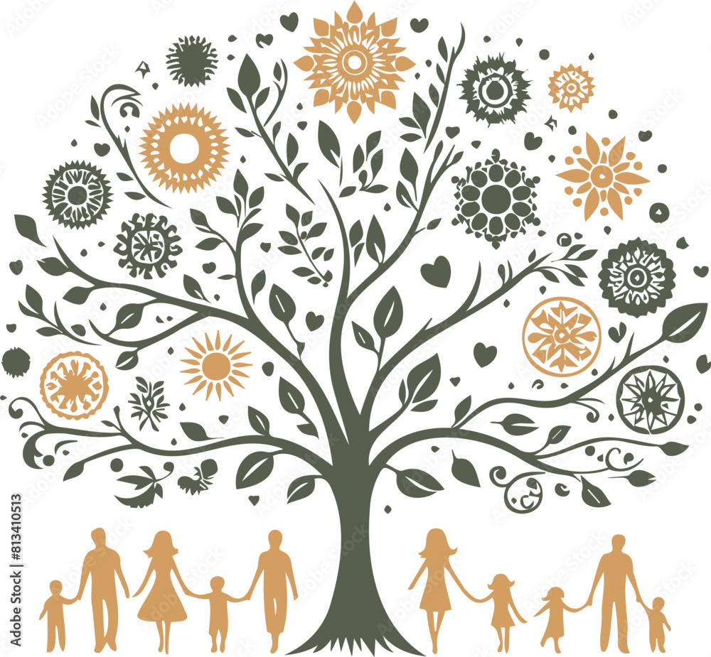 Genealogical tree diagram symbol and ancestral lineage vector graphic ...