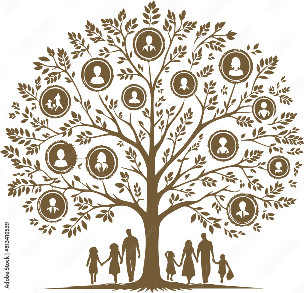 Symbolic representation of ancestral tree and lineage vector graphic ...