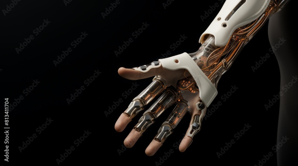 Generative AI A high-tech visualization of a bionic limb, featuring ...