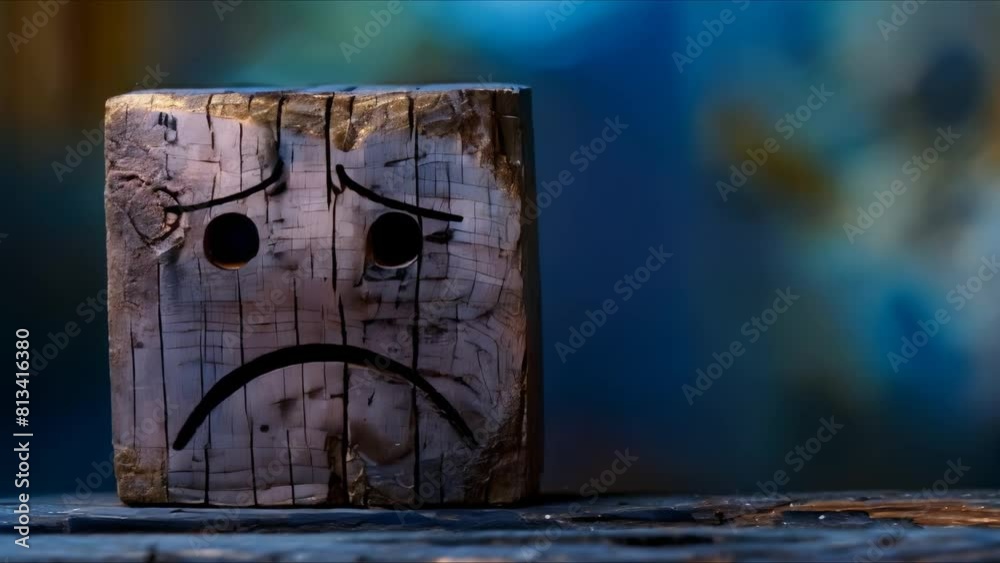 Vidéo Stock Choose wooden block with sad face symbolizing low energy ...