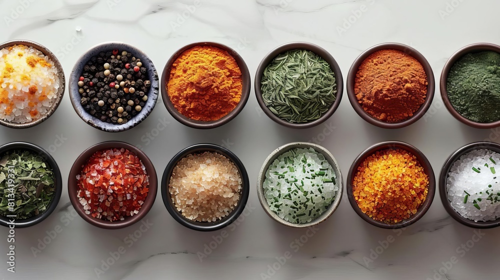 food, cooking, spice blending techniques, top view, flavor science ...