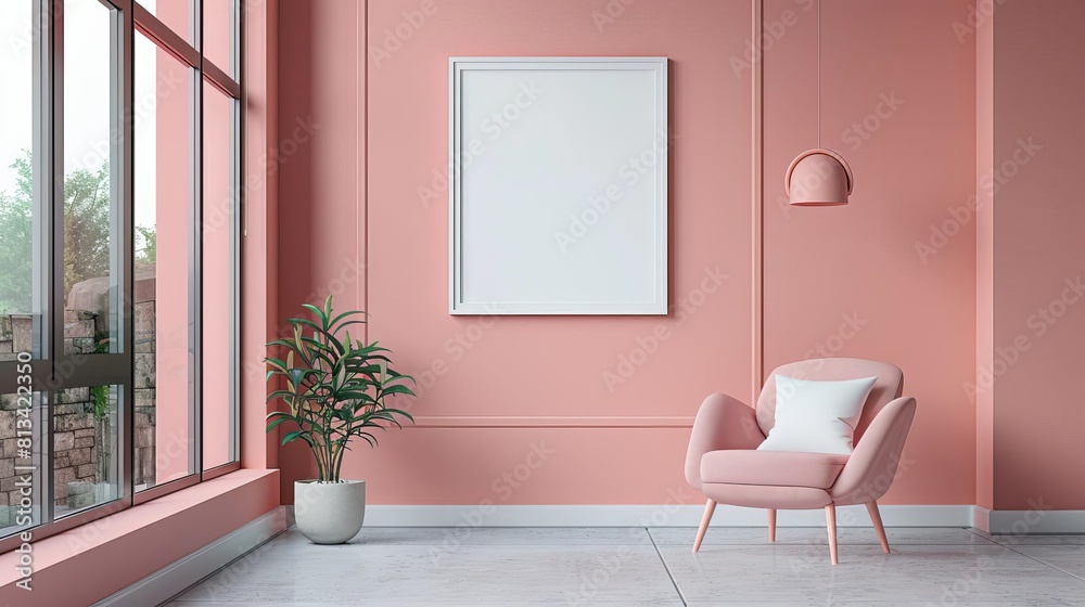 Design a visual for blank white frame flat design side view urban loft ...