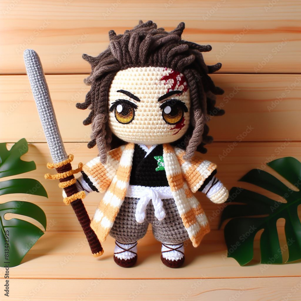 Crochet doll of Kamada Tanjiro the hero of Demon Slayer patterns Stock ...