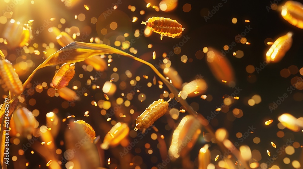 Flying Corn Seeds Cut Out in 8K Resolution: Realistic Lighting Stock ...
