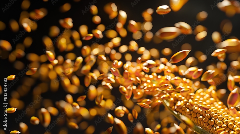 Flying Corn Seeds Cut Out in 8K Resolution: Realistic Lighting Stock ...