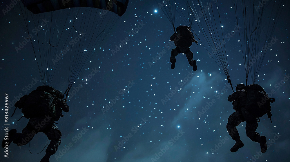 image of special forces operators conducting nighttime parachute jumps ...