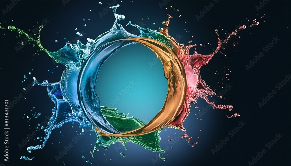 Colorful Impact: Water Splash Captured in a Circle" Stock Illustration ...