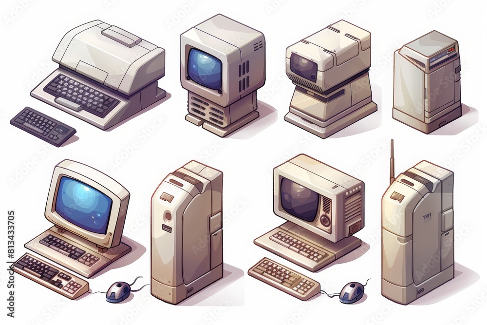 Collection of iconic electronic devices from the 90s. walkman, discman ...