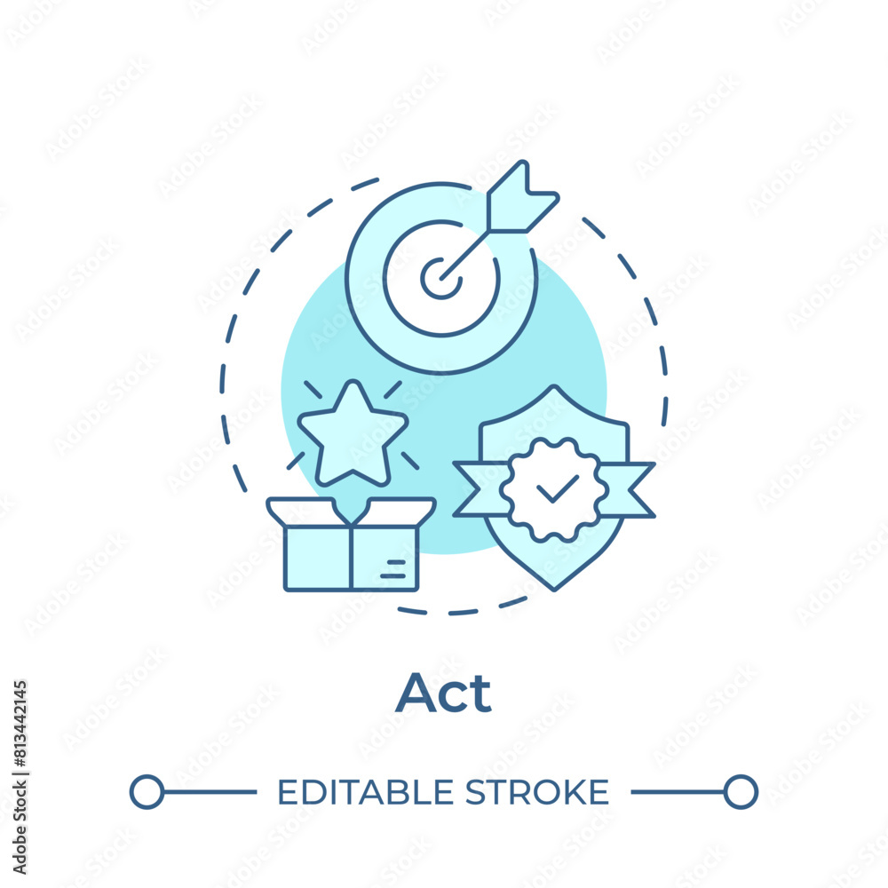 Act soft blue concept icon. Product development, task accomplishment ...