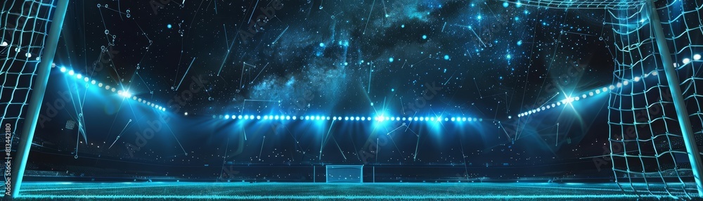 A futuristic soccer stadium with smart goalposts that tally scores ...