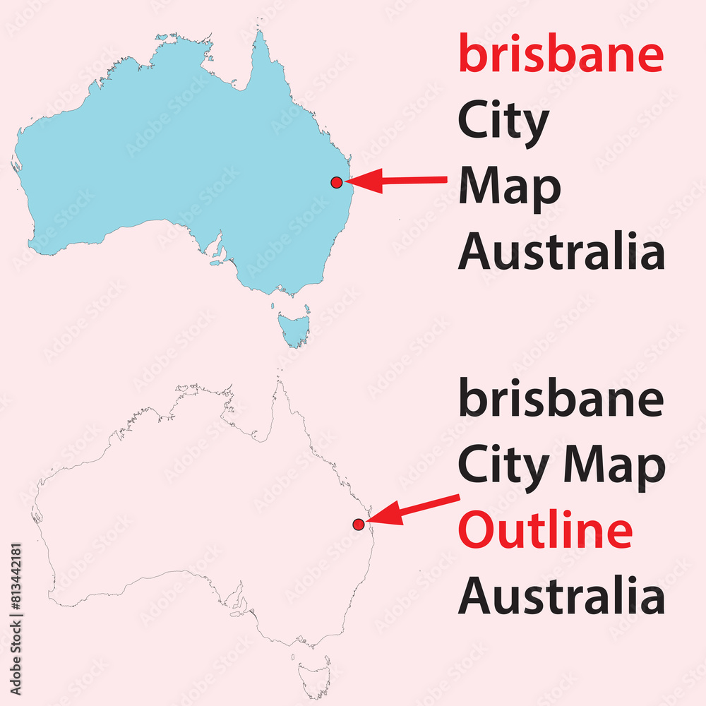 Brisbane city map of Australia, vector, map, outline, political , road ...