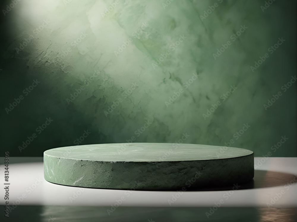Green background podium product platform for nature beauty cosmetic ...