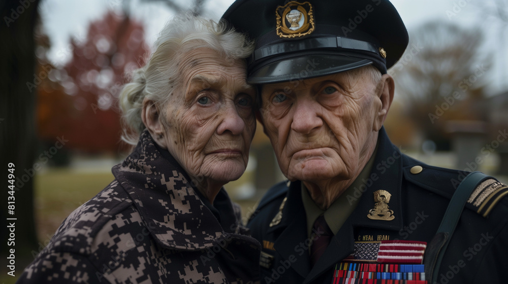 Sad and somber US Marine retired vet in his 70's poses for photo with ...