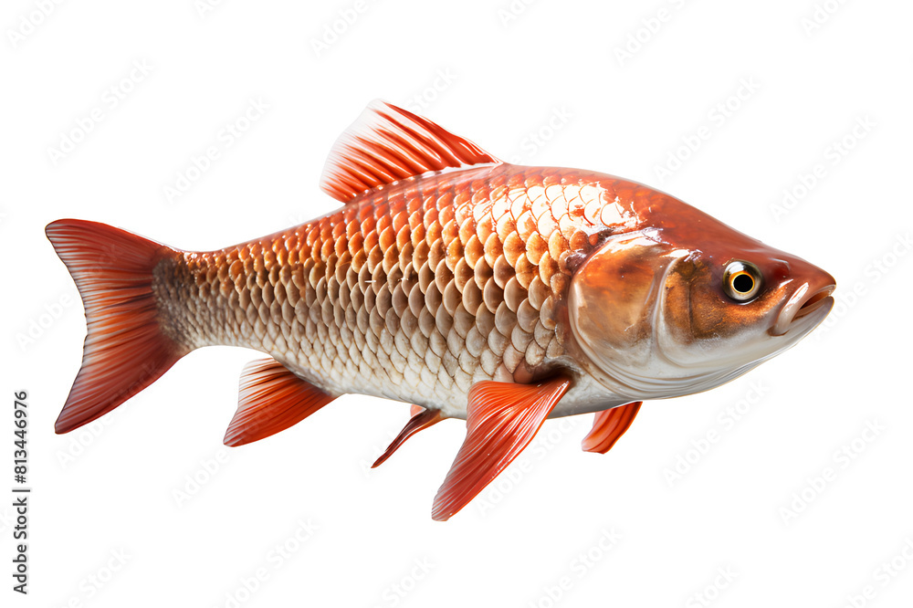 Orange or silver color Carp lives in river isolated on cut out PNG or ...