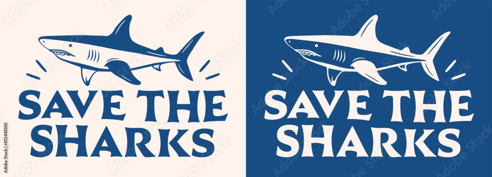 Save the sharks logo sticker lettering retro aesthetic. Oceans ...
