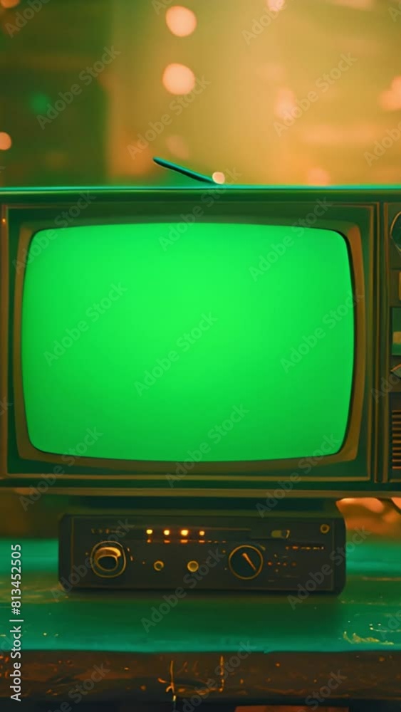 4k tv screen mockup, old vintage tv screen green screen, use key light ...