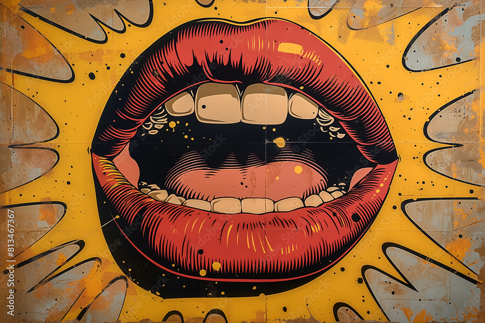 “Explosive Expression”. A vivid artwork featuring a large, open mouth ...