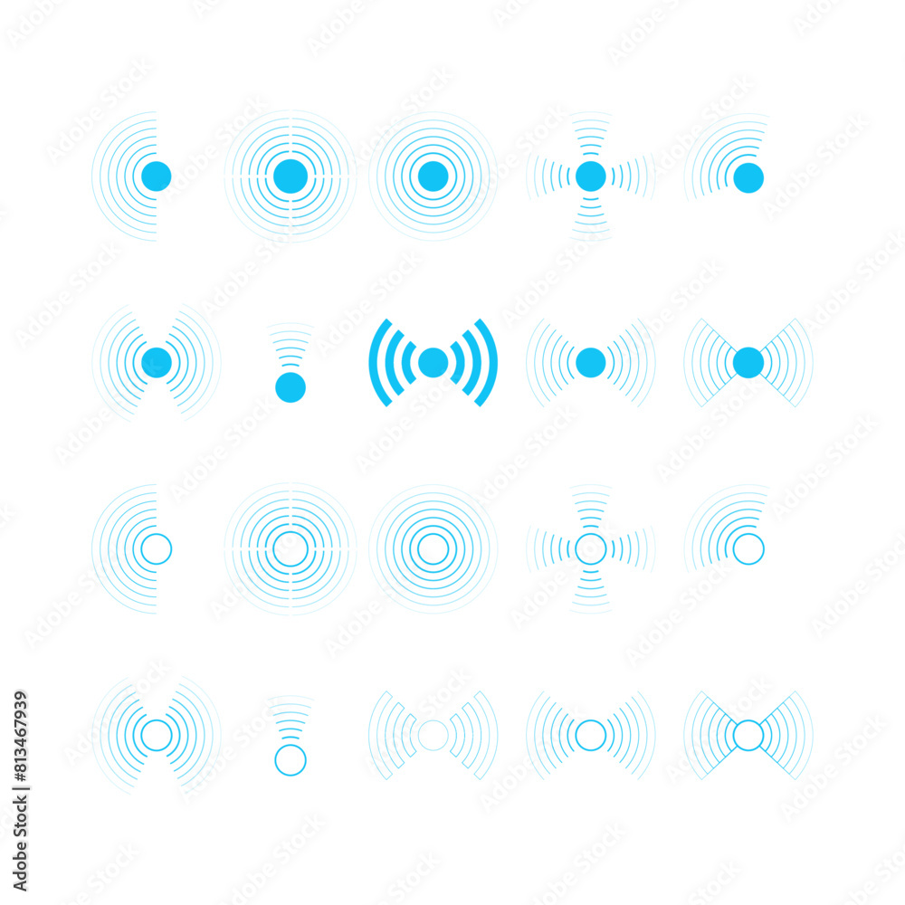 Wireless Technology with Radar and WiFi Vector. Wi-Fi Signal Circles ...