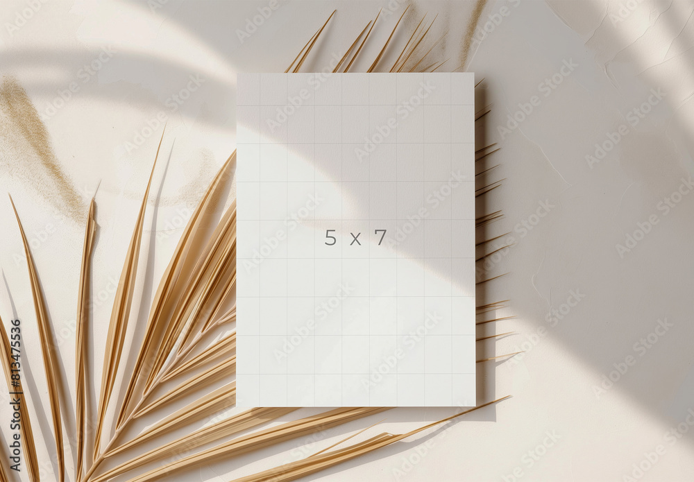 5 x 7 Size Paper Mockup Against Dry Palm Leaf and Generative ai Stock ...