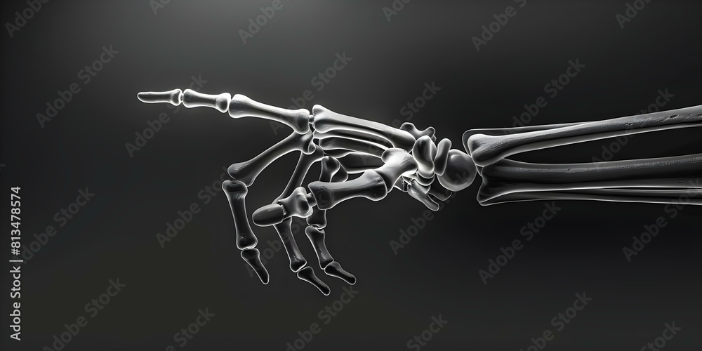 Skeleton Hand Pointing: Detailed Human Anatomy in Black and White ...