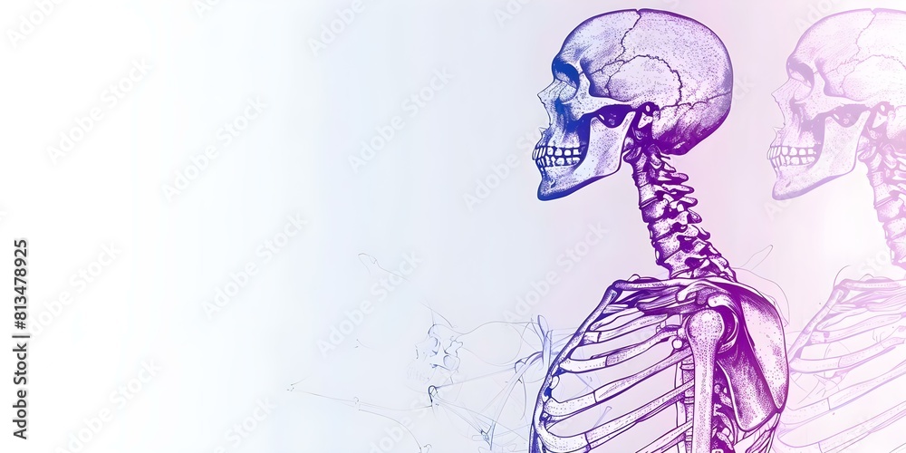 Human skeleton with lower half of body visible in illustration. Concept ...