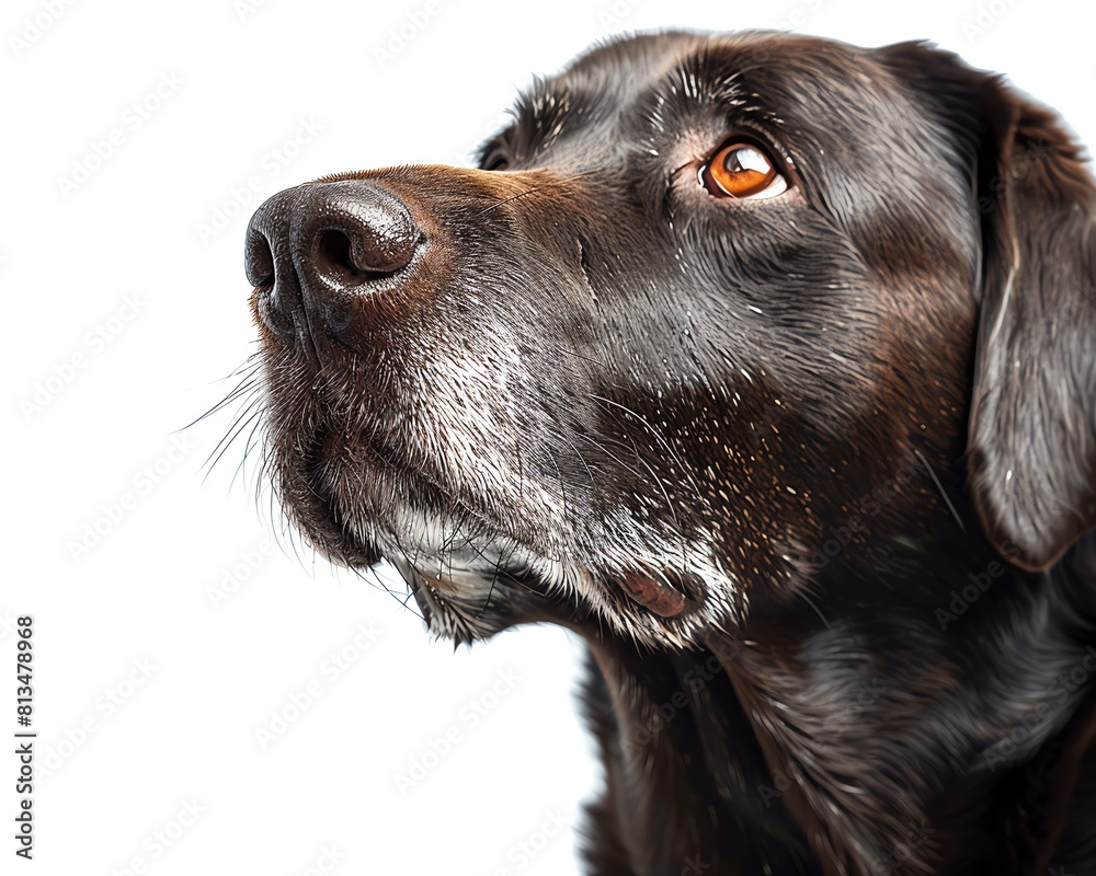 Portrait of a mature Labrador Retriever with a wise expression, its ...