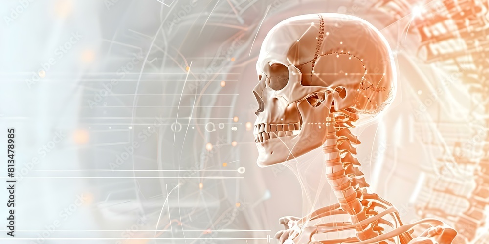 Futuristic full body digital scan displays skeleton for advanced ...