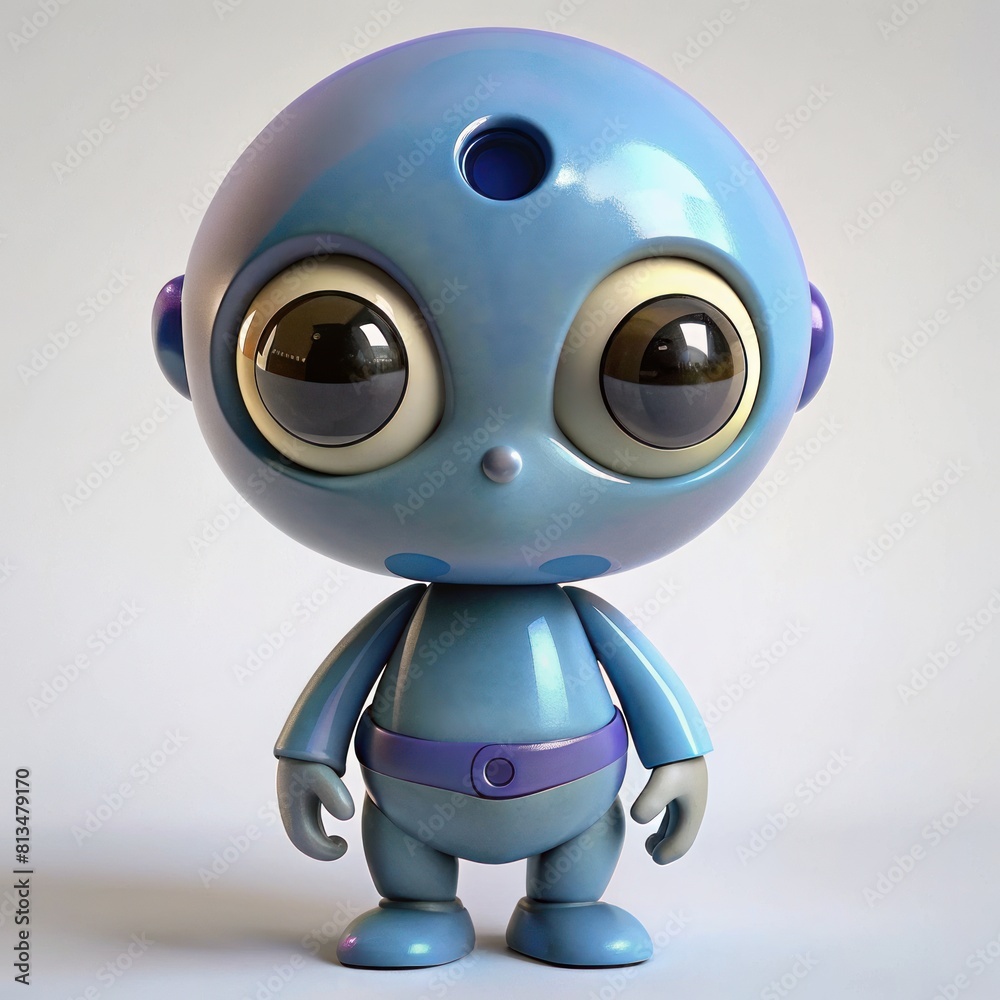 3D Render of a Tiny Chibi Alien Character, on isolated white background ...