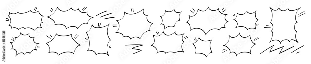 Speech bubbles in manga comic style on a white background. Anime chat ...