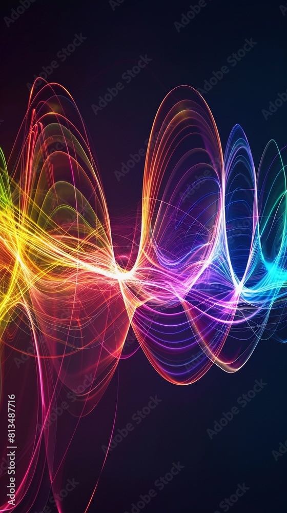 The electromagnetic spectrum with a range of waveforms, from radio ...