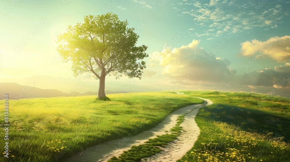 an inspiring scene depicting a pathway leading toward a bright future ...