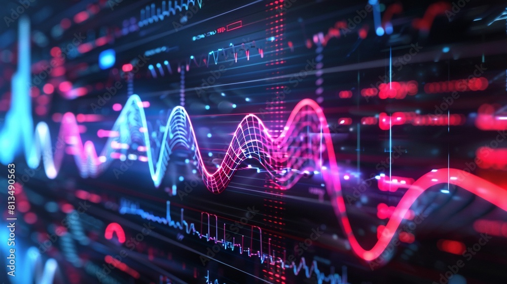 Oscilloscope Display, an oscilloscope screen displaying various ...