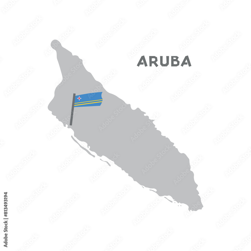 Aruba vector map illustration, country map silhouette with the flag ...