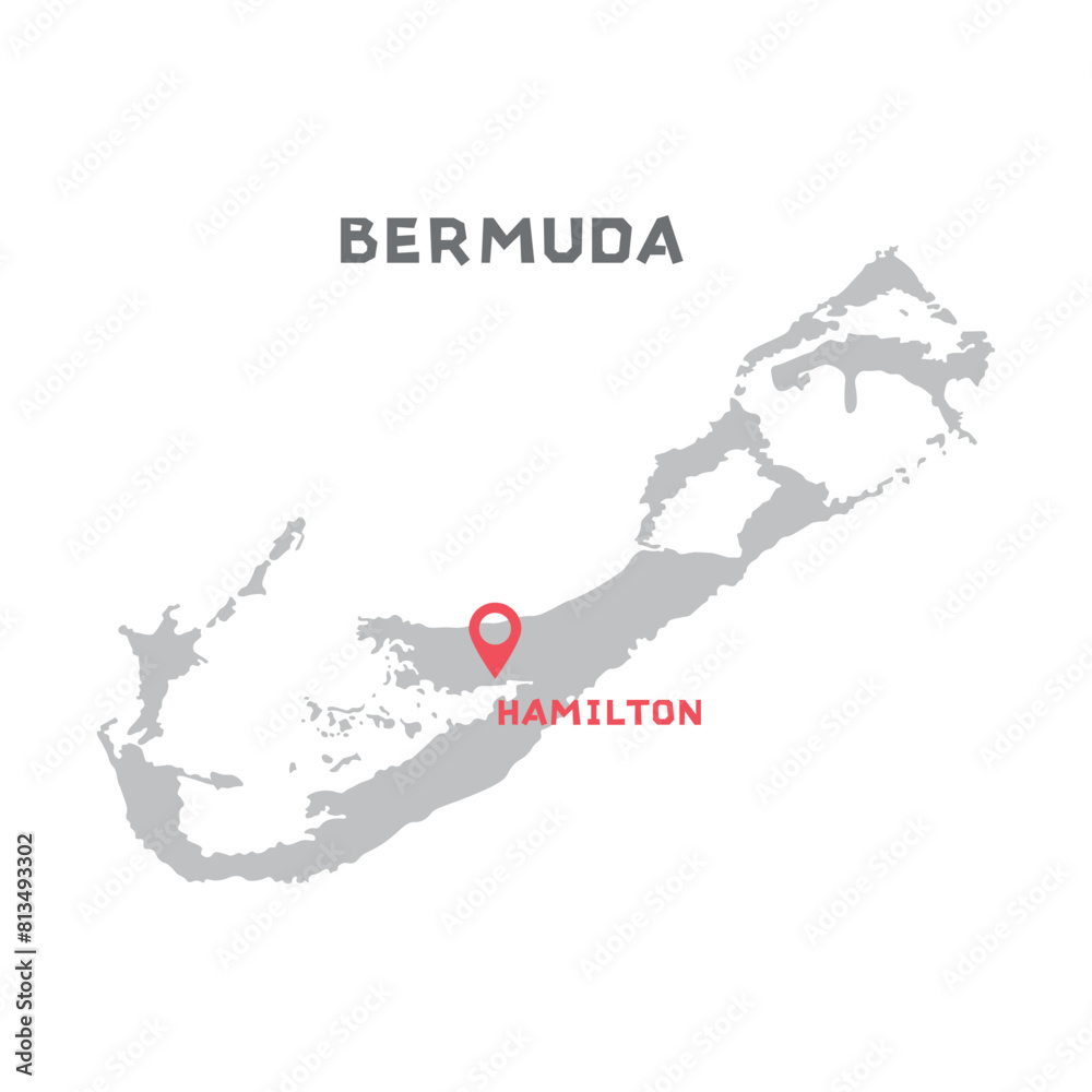 Bermuda vector map illustration, country map silhouette with mark the ...