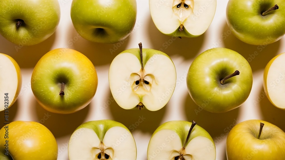 Yellow apple collection featuring various angles, views, and cuts. From ...