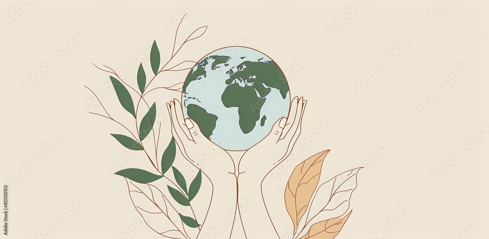 World environment day background with earth in hands and plant. One ...