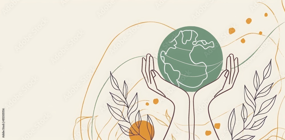 World environment day background with earth in hands and plant. One ...