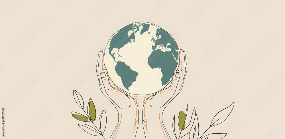 World environment day background with earth in hands and plant. One ...