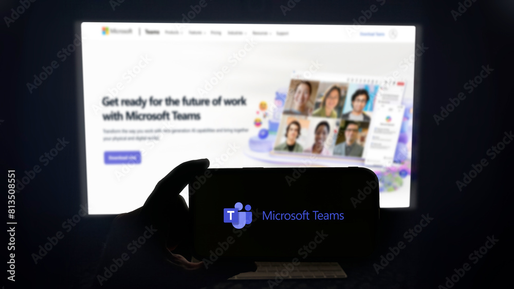 Microsoft Teams app running on a modern mobile phone. The smartphone is ...