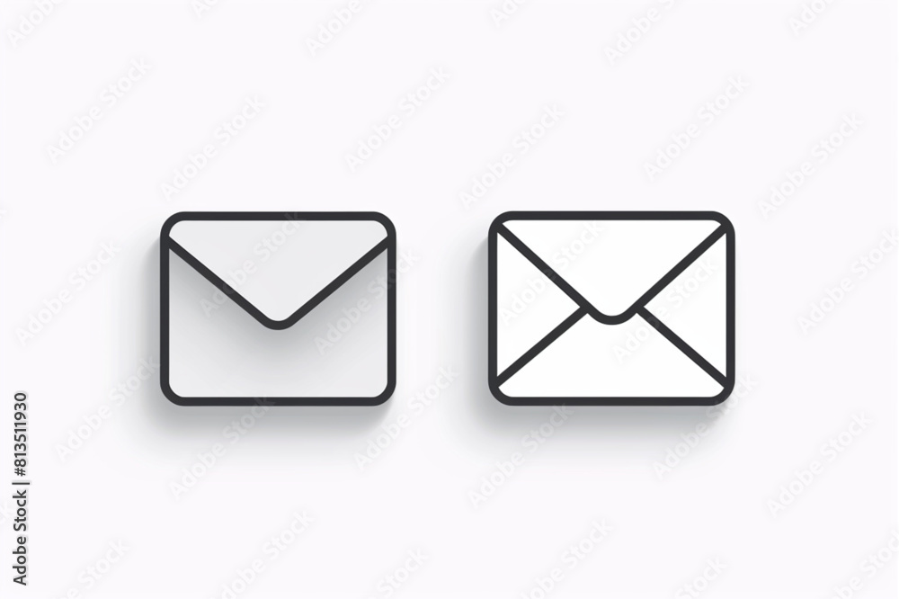 A vector icon of an envelope is shown in two different styles, one as a ...